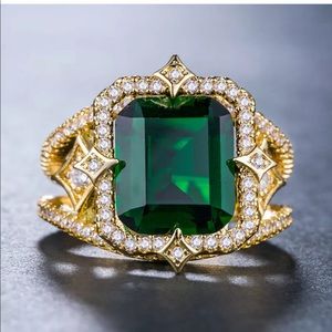 Jewelry | Luxury 18k Yellow Gold Plated Green Emerald Ring | Poshmark